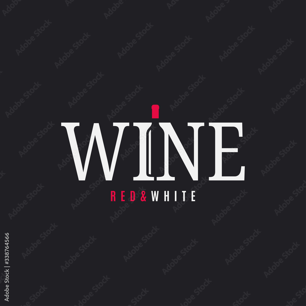 Wine logo with wine bottle on black background Stock Vector | Adobe Stock