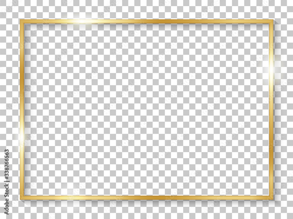 Gold rectangle border. Gold frame boarder. Golden vintage border. Shiny ...