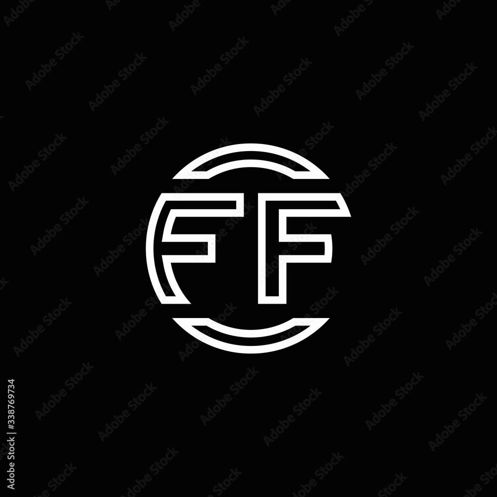 FF logo monogram with negative space circle rounded design template ...