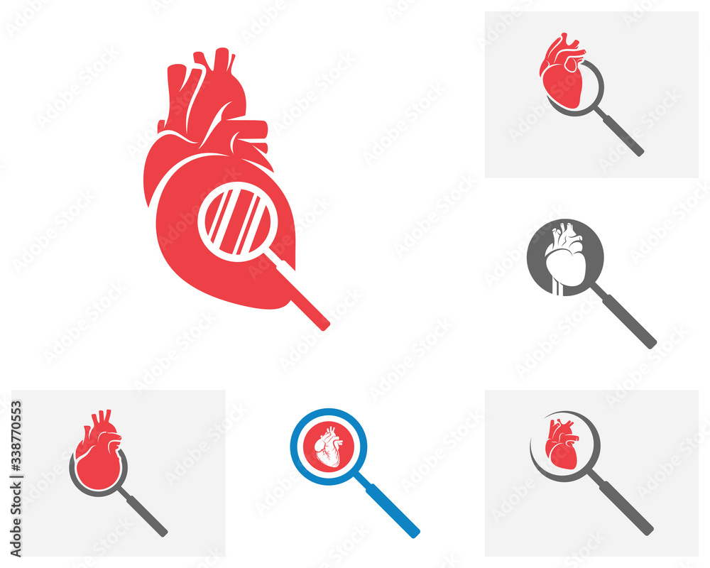 Set of Heart Search logo vector template, Creative Human Heart logo ...
