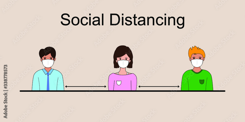 vector illustration of social distancing concept. Keep distance sign ...