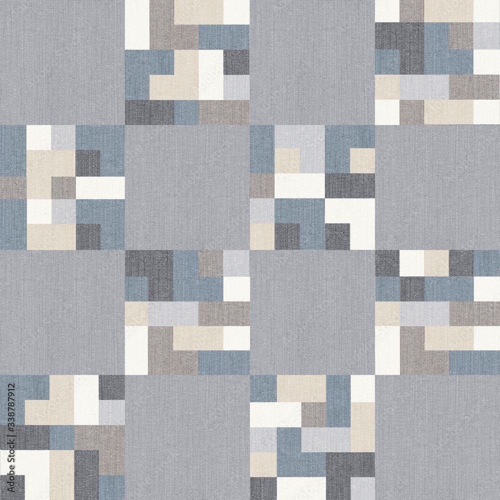 seamless pattern of blue denim squares, mosaic background Stock Photo ...