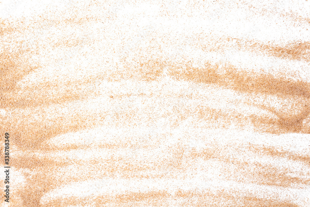 Sea sand stains isolated on white background. Sand painting. Sand pile ...