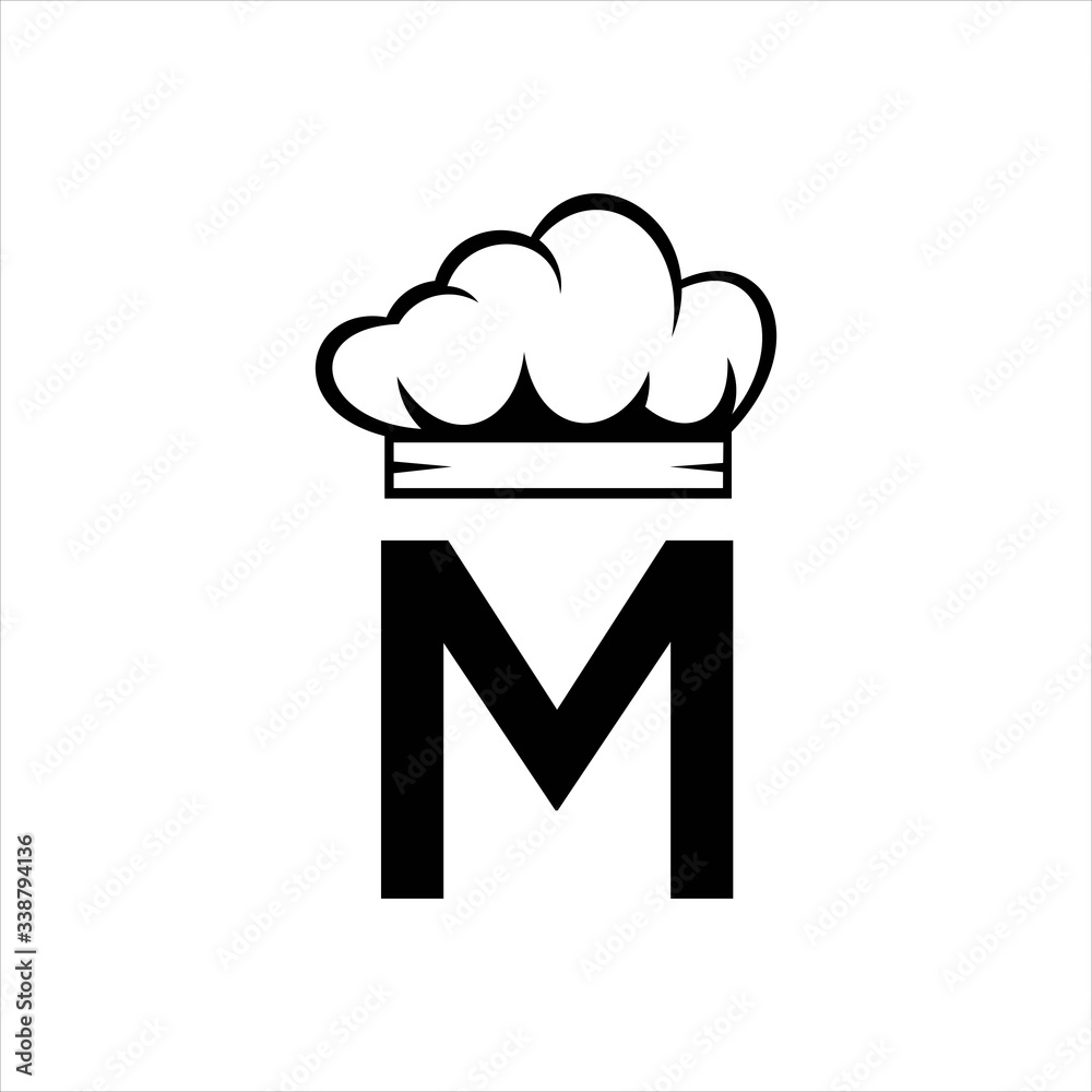 Initial Letter M Logo with hat chef for Restaurant logo creative ...