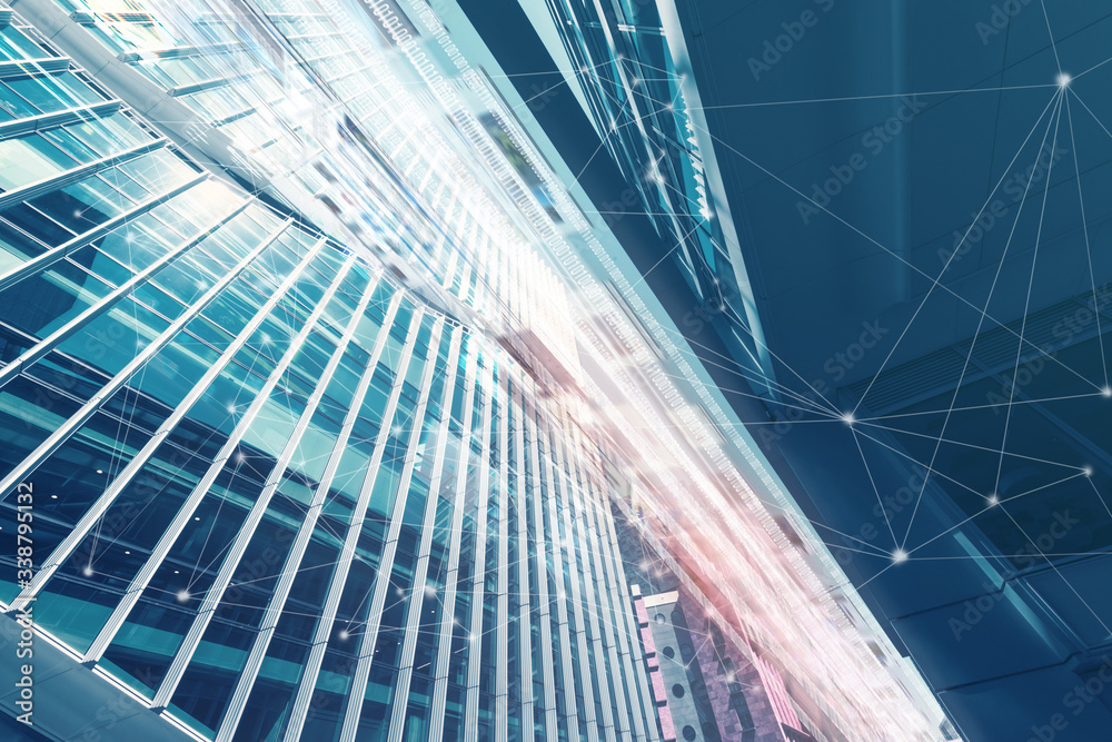 Smart city. 5G, IOT, communication network concept. city, artificial ...