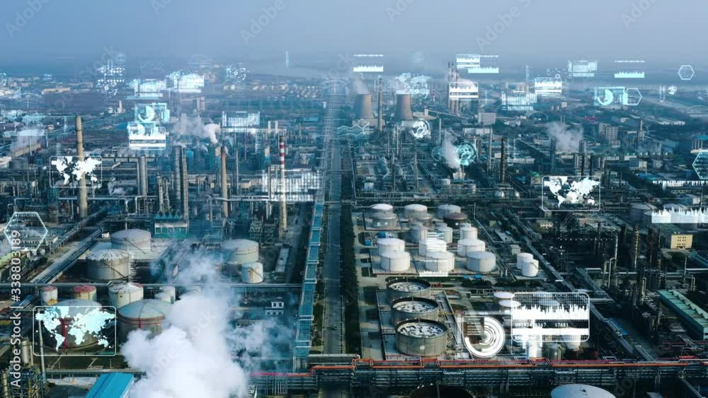 Modern plant and communication network concept. IoT (Internet of Things ...