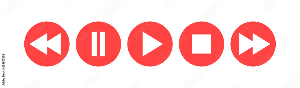 Set of 5 button: play, pause, stop, forward, and backward. Stock Vector ...