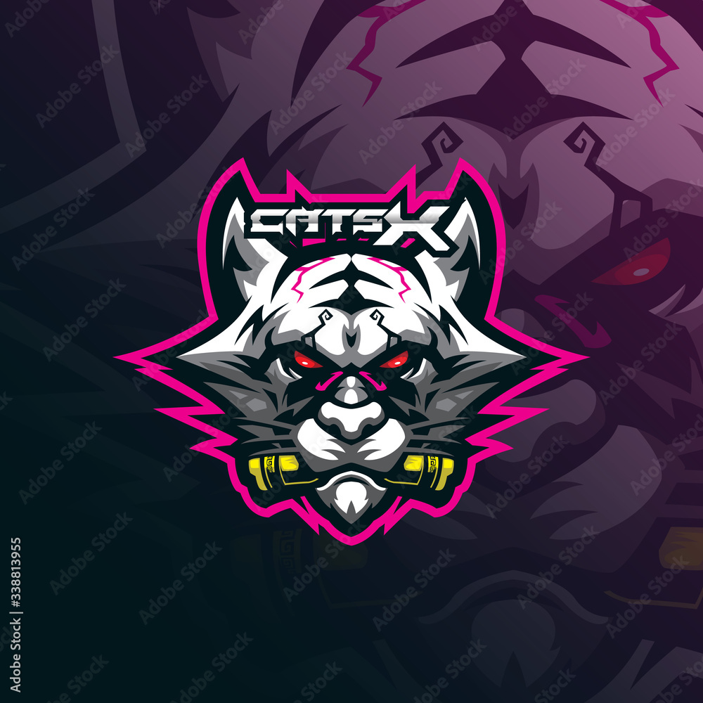 cat mascot logo design vector with modern illustration concept style ...