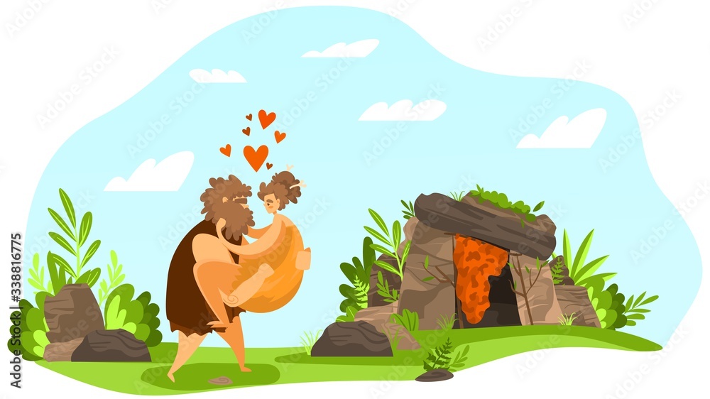 Love ancient couple, primitive relationship, character prehistoric male ...