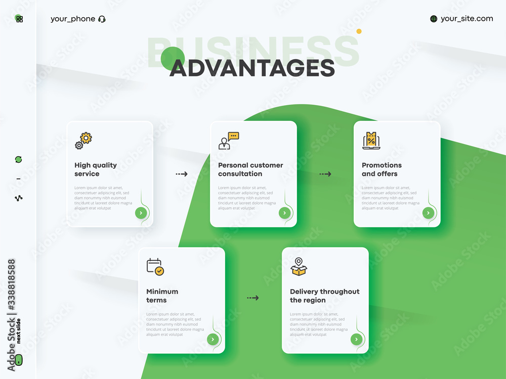 Simple green infograph design template. Circular element in center ...