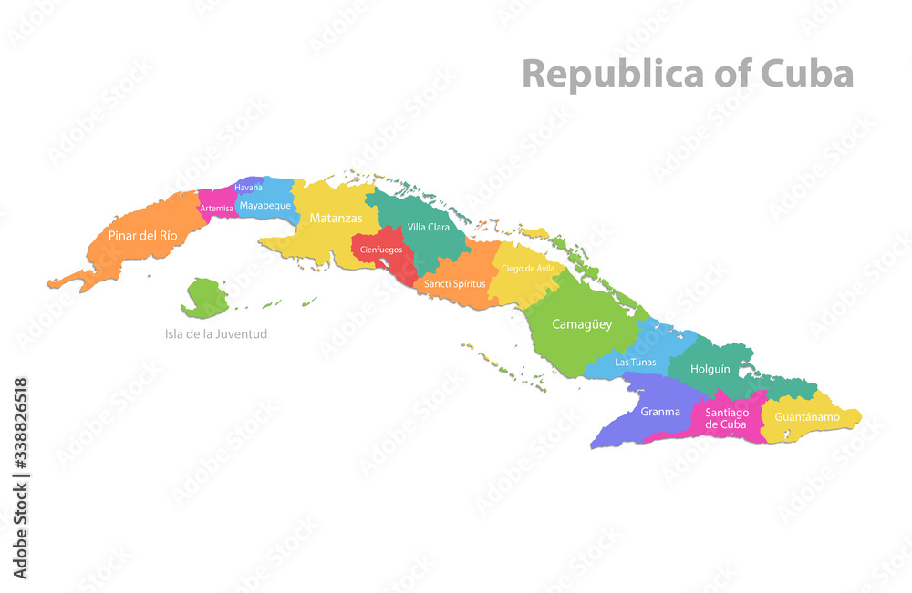 Cuba map, administrative division with names, colors map isolated on ...