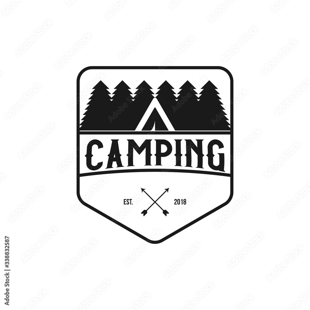 Camping and outdoor adventure retro logo. The emblem for cub scouts ...