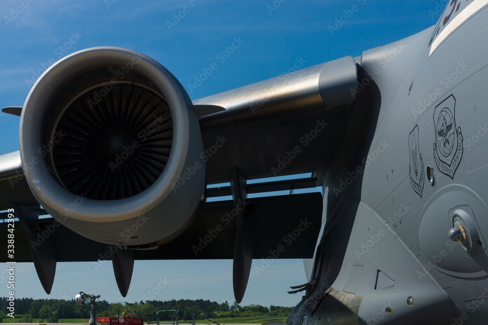 BERLIN, GERMANY - MAY 21, 2014: A turbojet engine Pratt&Whitney F117-PW ...