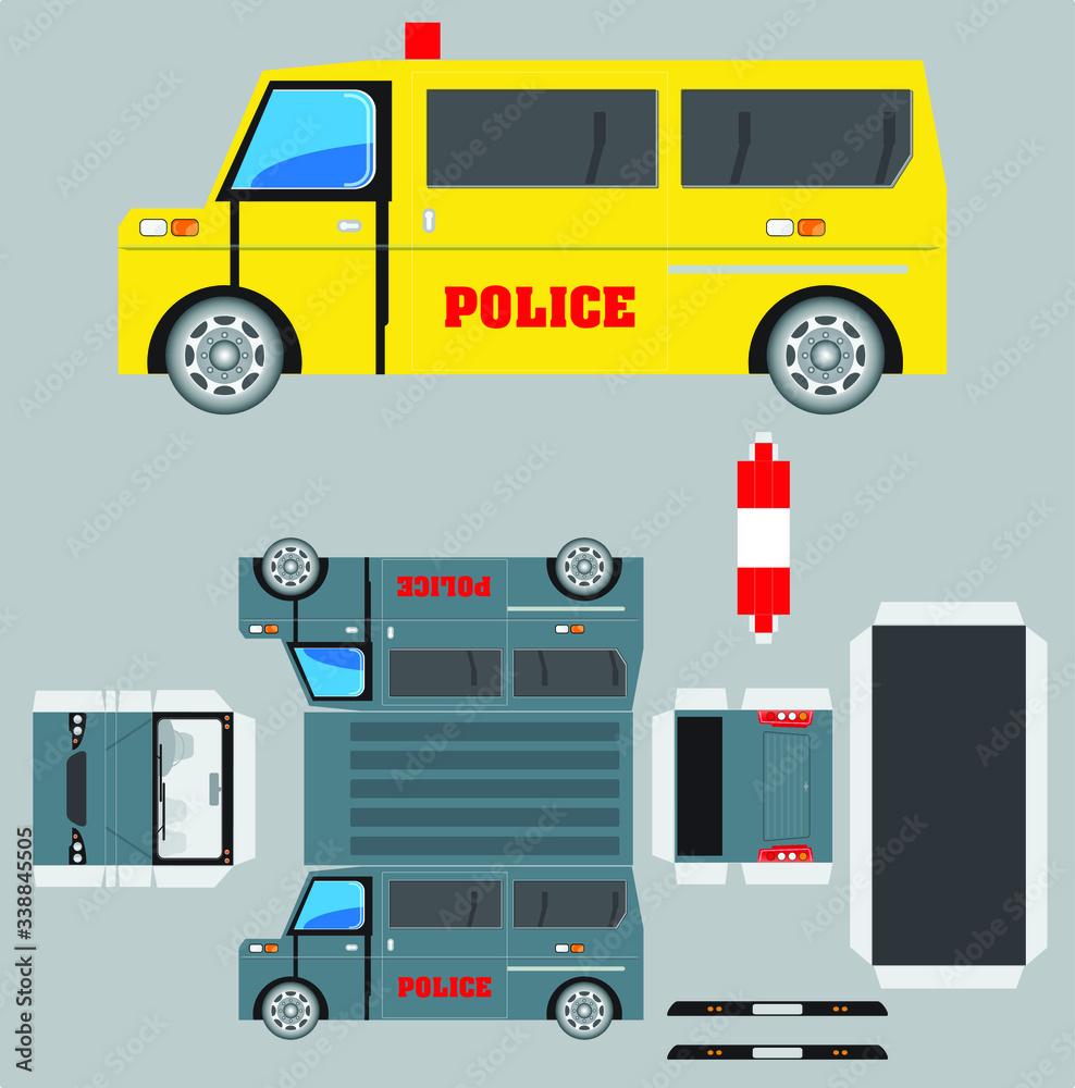 Police suv Car Paper Model cut and glue it Stock Vector | Adobe Stock