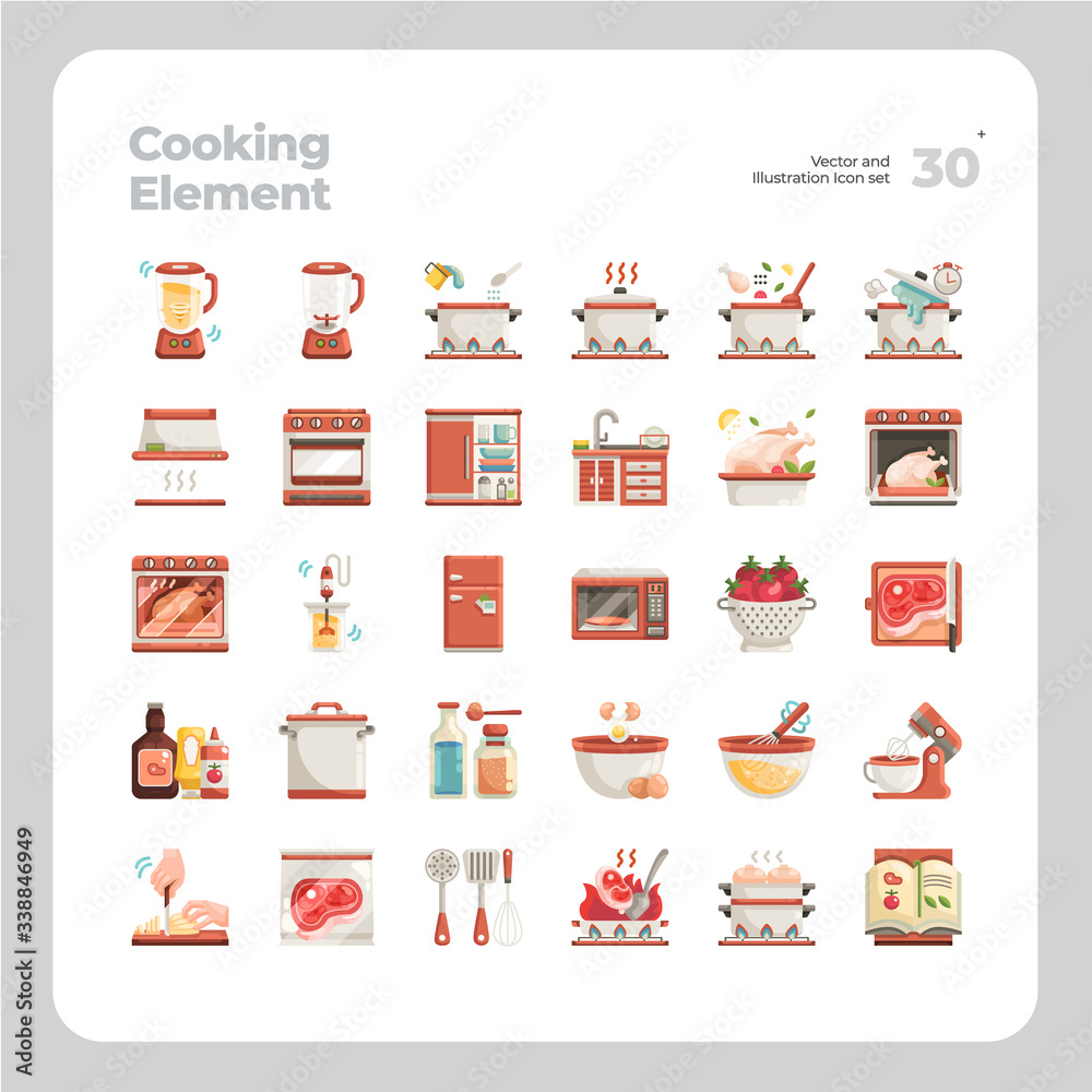 Vector Flat Icons Set of cooking and kitchen stores Icon. Design for ...