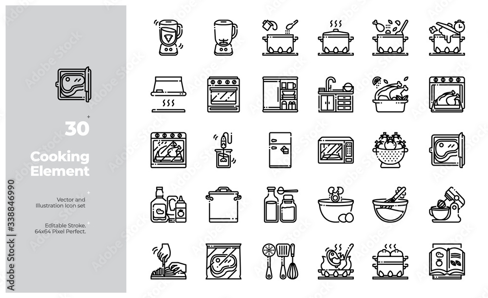 Vector Line Icons Set of cooking and kitchen stores Icon. Editable ...