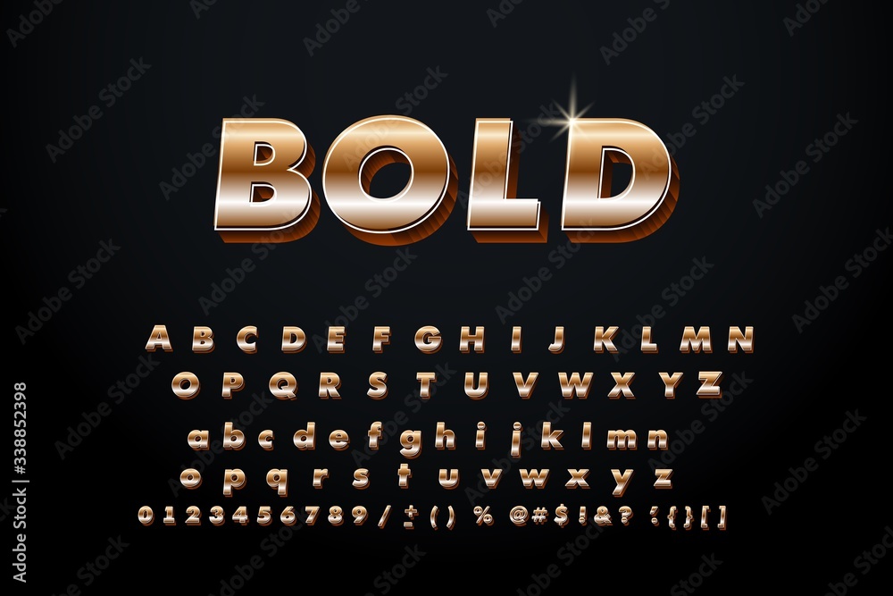 Vector set of elite gold alphabet letters, numbers and punctuation ...