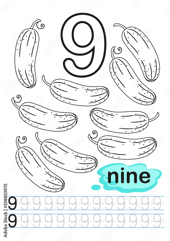 Vector coloring printable worksheet for kindergarten and preschool ...
