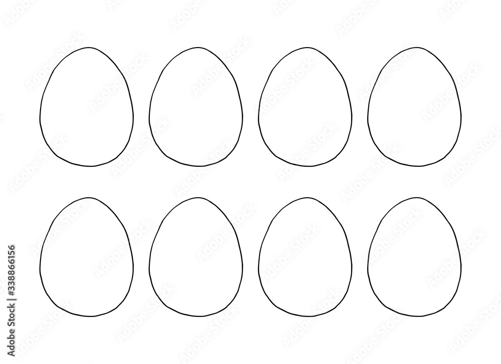 Set of contours and shapes of eggs for coloring at Easter. Vector ...