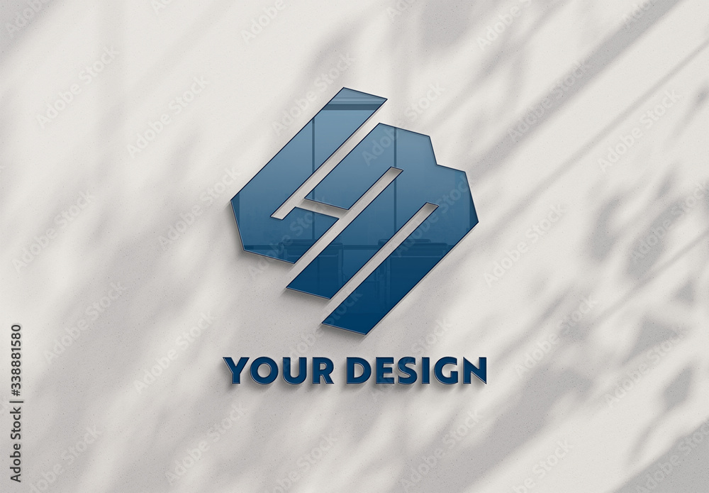 Reflecting Logo on Office Wall Mockup Stock Template | Adobe Stock