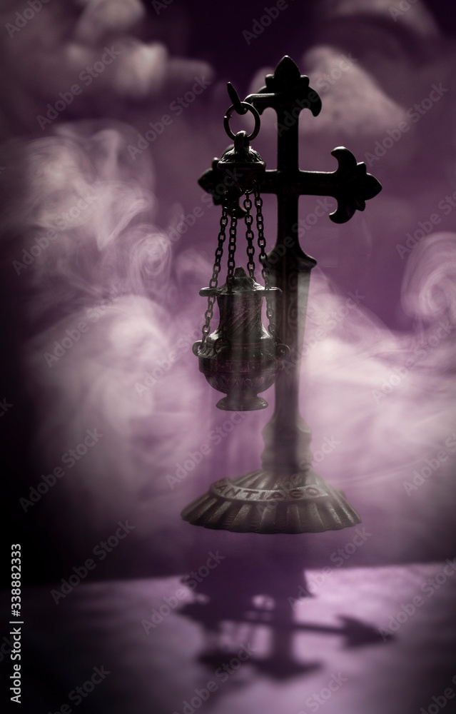 Christian Church censer souvenir from Santiago de Compostela with white ...