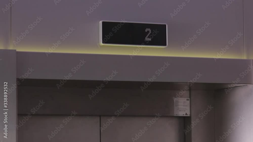 Elevator floor display lift doors close goes up on fifth 5 floor ...