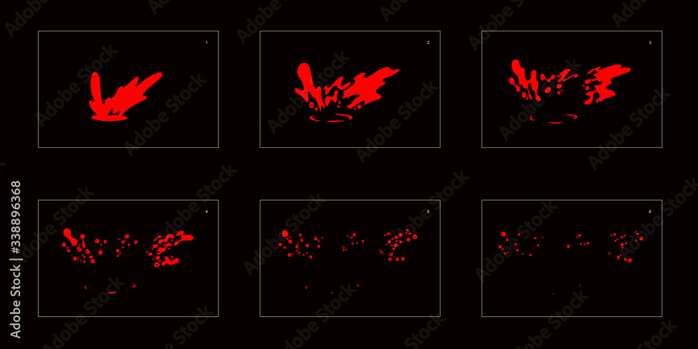 Lava or fire wave splash effect. wave animation sprite sheet. Classic ...