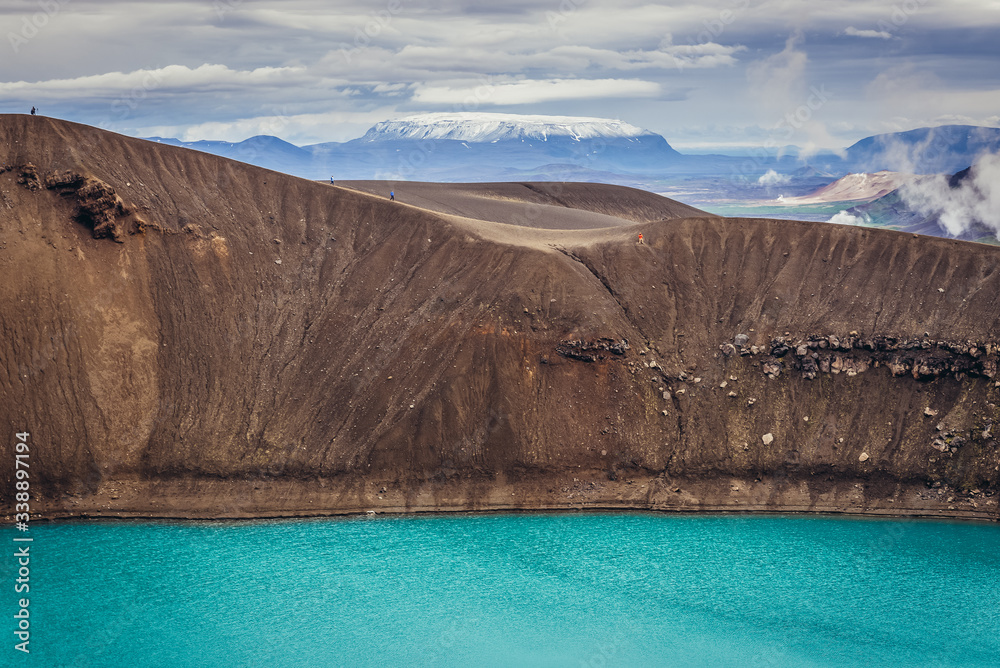 Famous crater filled with water called Viti of Krafla volcanic caldera ...