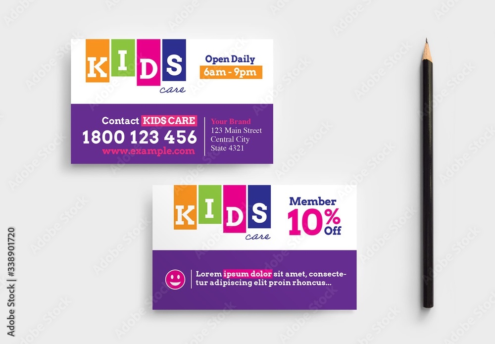 School Business Card Layout Stock Template | Adobe Stock