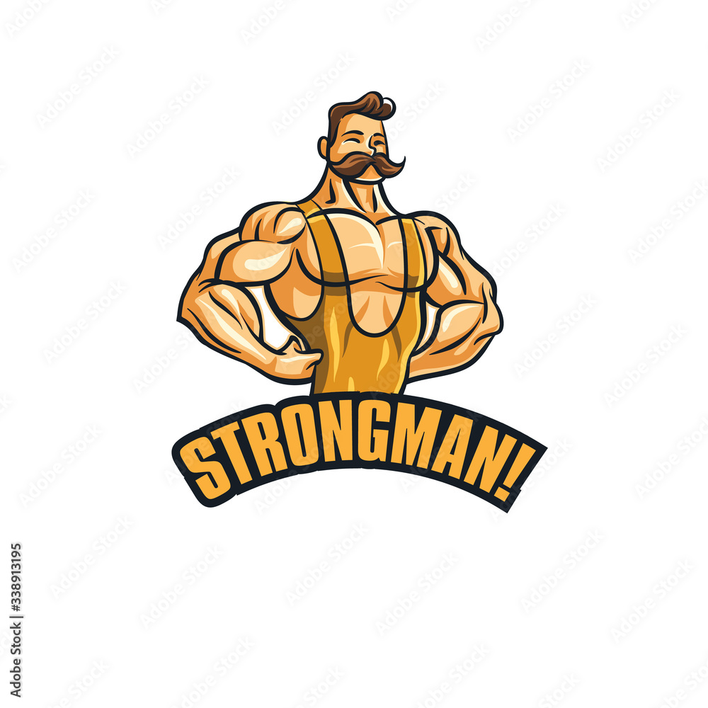 Strong Man Vector Logo Design Template. Handsome Fitness Body Man ...