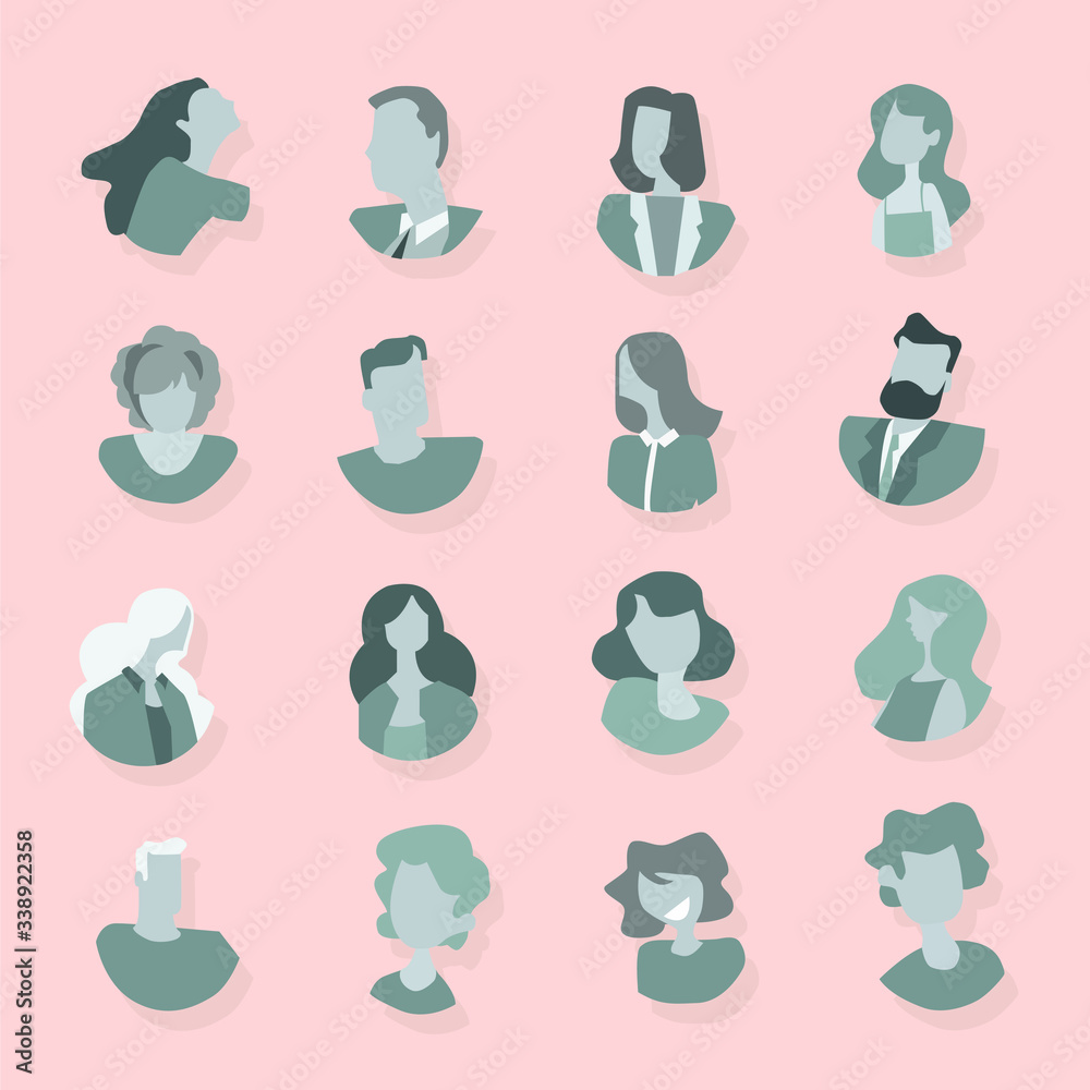 Collection of characters icons in flat design style. Vector ...