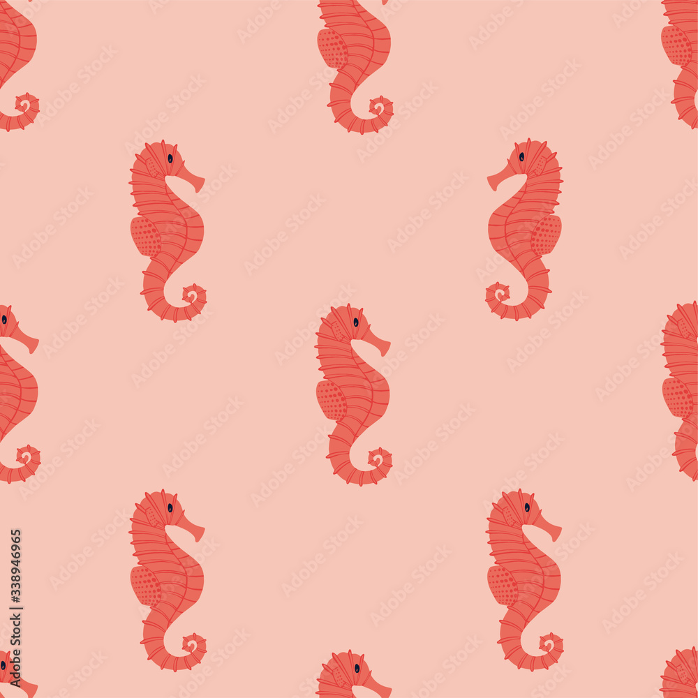 Seahorse vector seamless pattern. Cute hand draw pattern for kids on ...