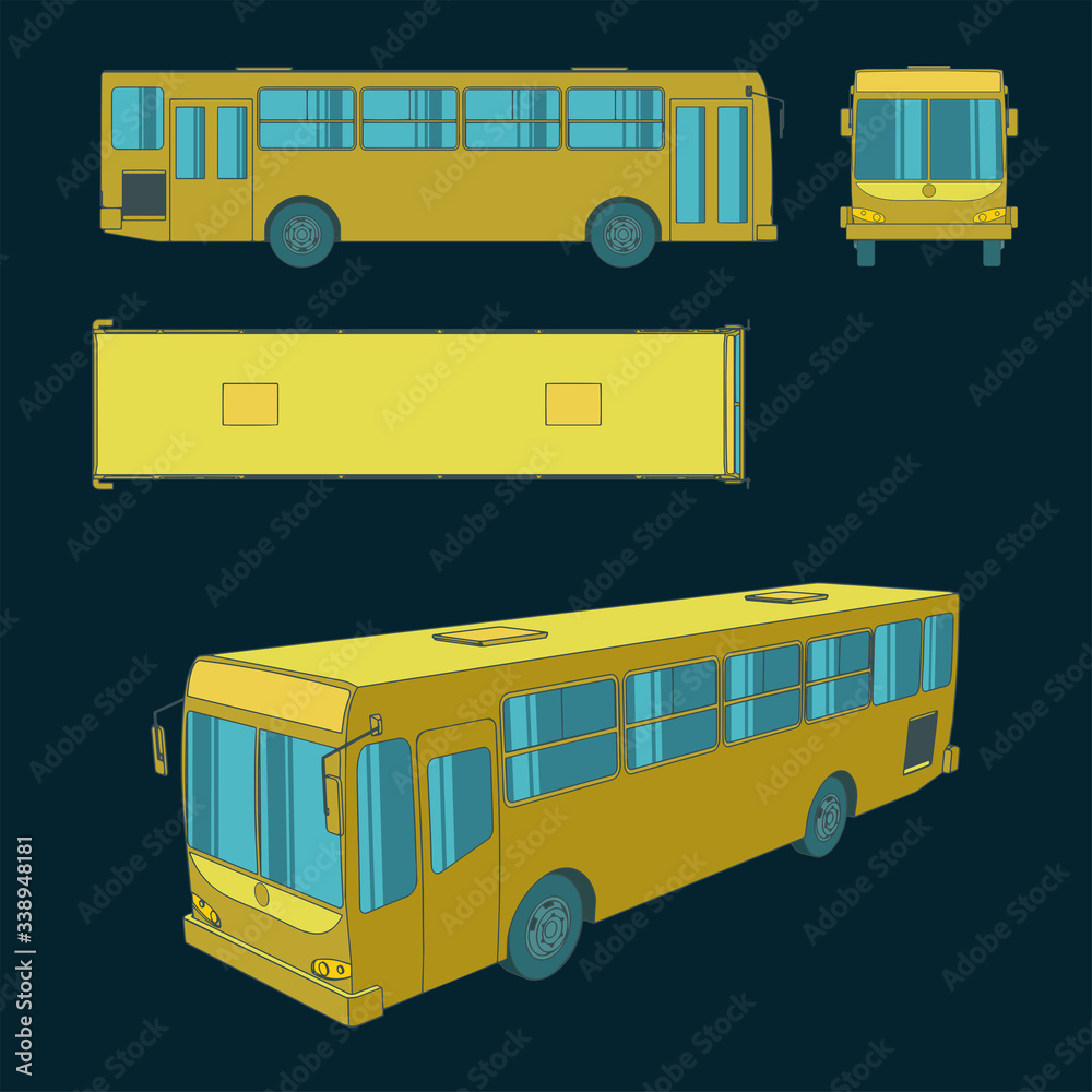 City bus drawings Stock Vector | Adobe Stock