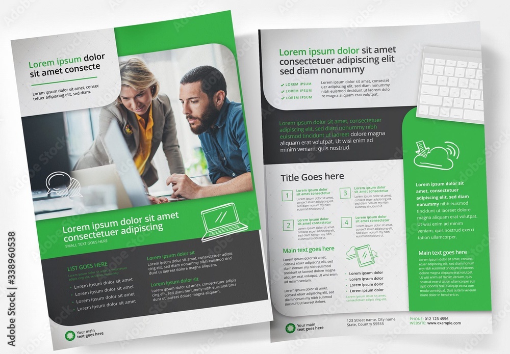 Business Poster with Modern Layout and Computer Icons Stock Template ...