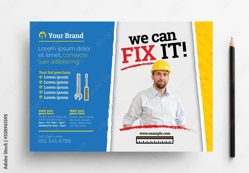 Simple Handyman Flyer Layout Stock Template | Adobe Stock
