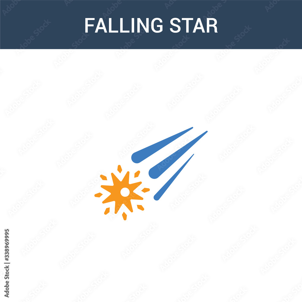 two colored Falling star concept vector icon. 2 color Falling star ...