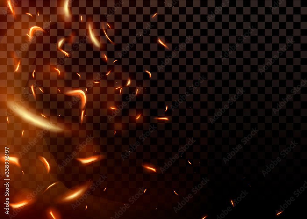 Vector realistic isolated fire effect with smoke for decoration and ...