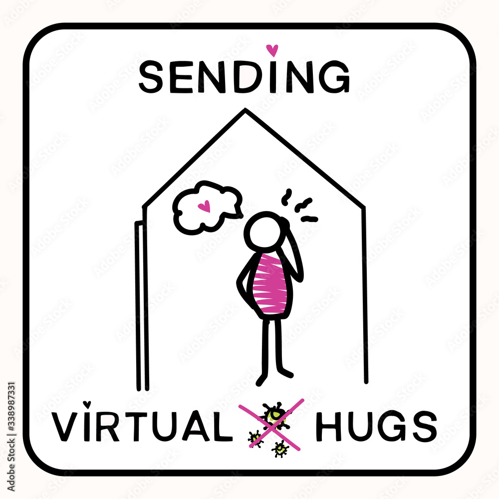 Sending virtual hug corona virus help banner. You are not alone covid ...