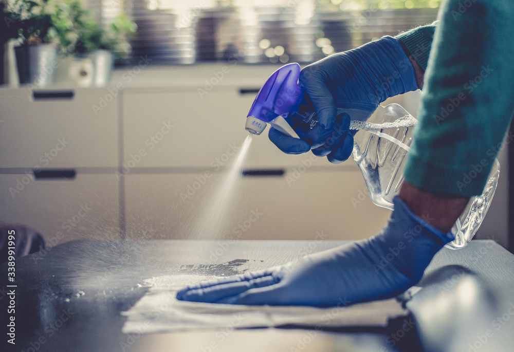 surface home cleaning spraying antibacterial sanitizing spray bottle ...