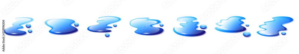 Puddle Water Vector Set - Isolated On White Background. Vector ...