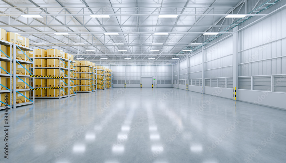 Warehouse or industry building interior. known as distribution center ...