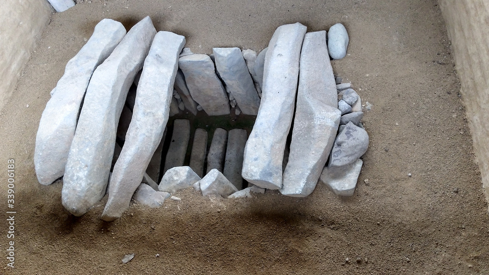 An ancient stonetomb. Monolithic tomb formed with volcanic rocks at San ...