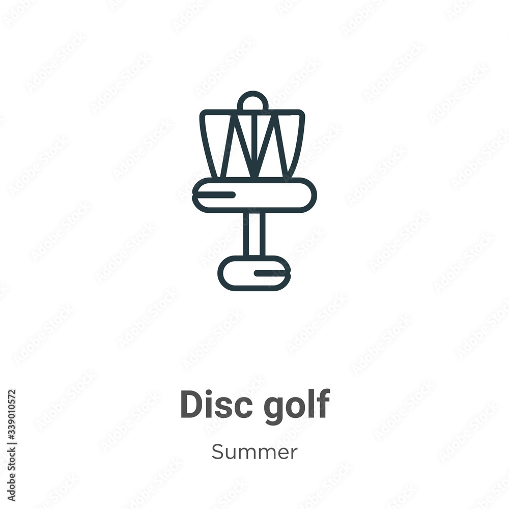 Disc golf outline vector icon. Thin line black disc golf icon, flat ...
