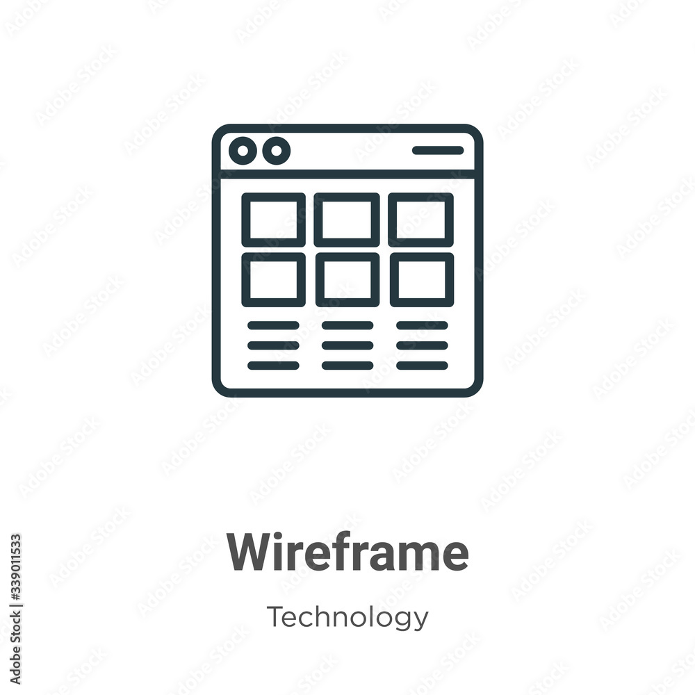 Wireframe outline vector icon. Thin line black wireframe icon, flat ...