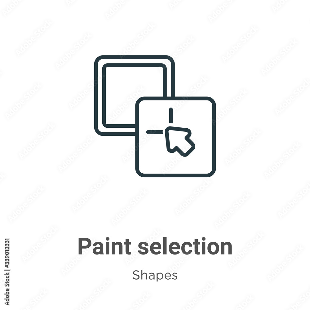 Paint selection outline vector icon. Thin line black paint selection ...