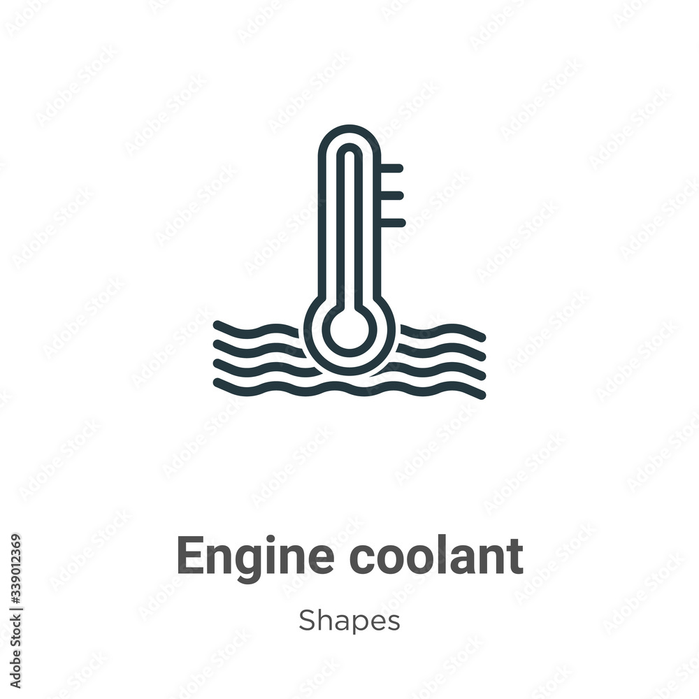 Engine coolant outline vector icon. Thin line black engine coolant icon ...