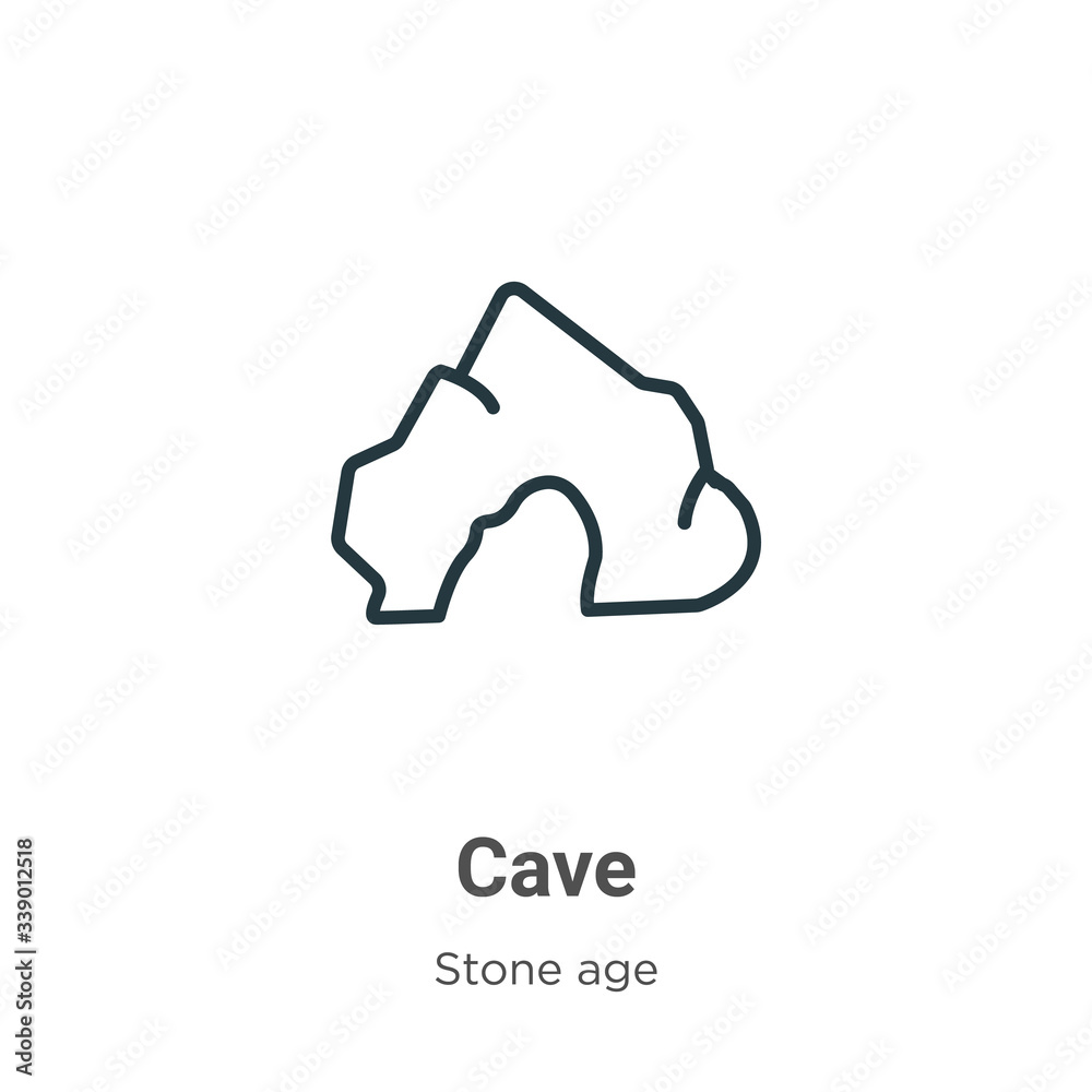 Vecteur Stock Cave outline vector icon. Thin line black cave icon, flat ...