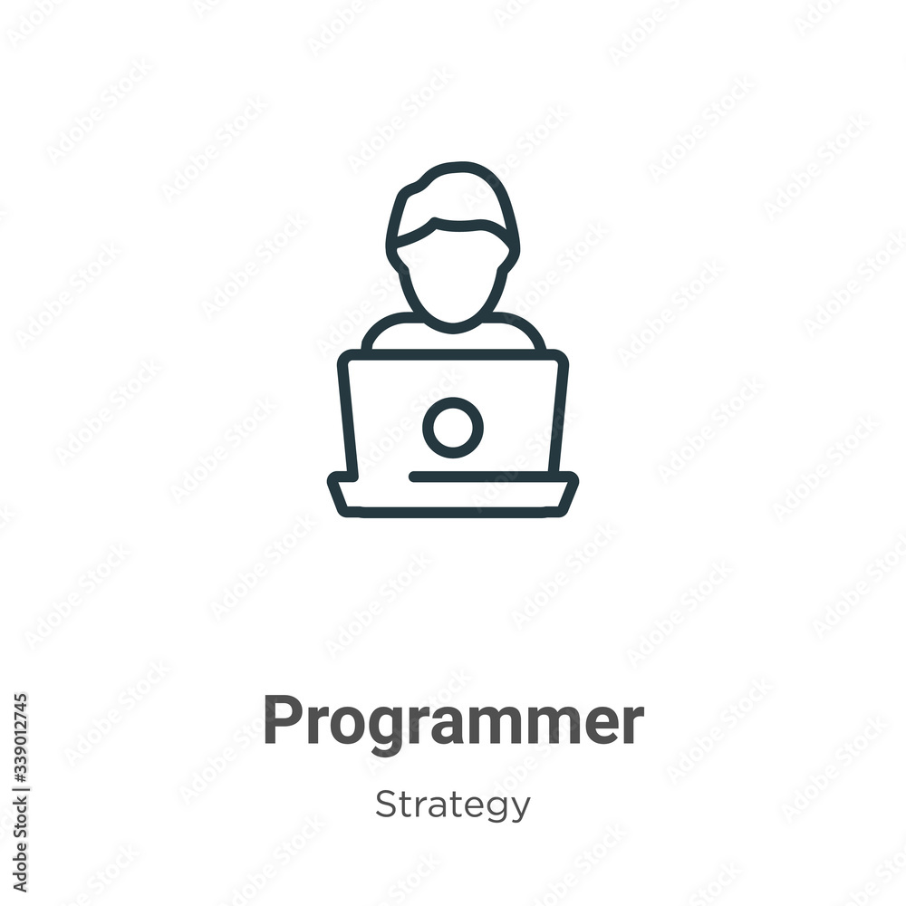 Programmer outline vector icon. Thin line black programmer icon, flat vector simple element ...