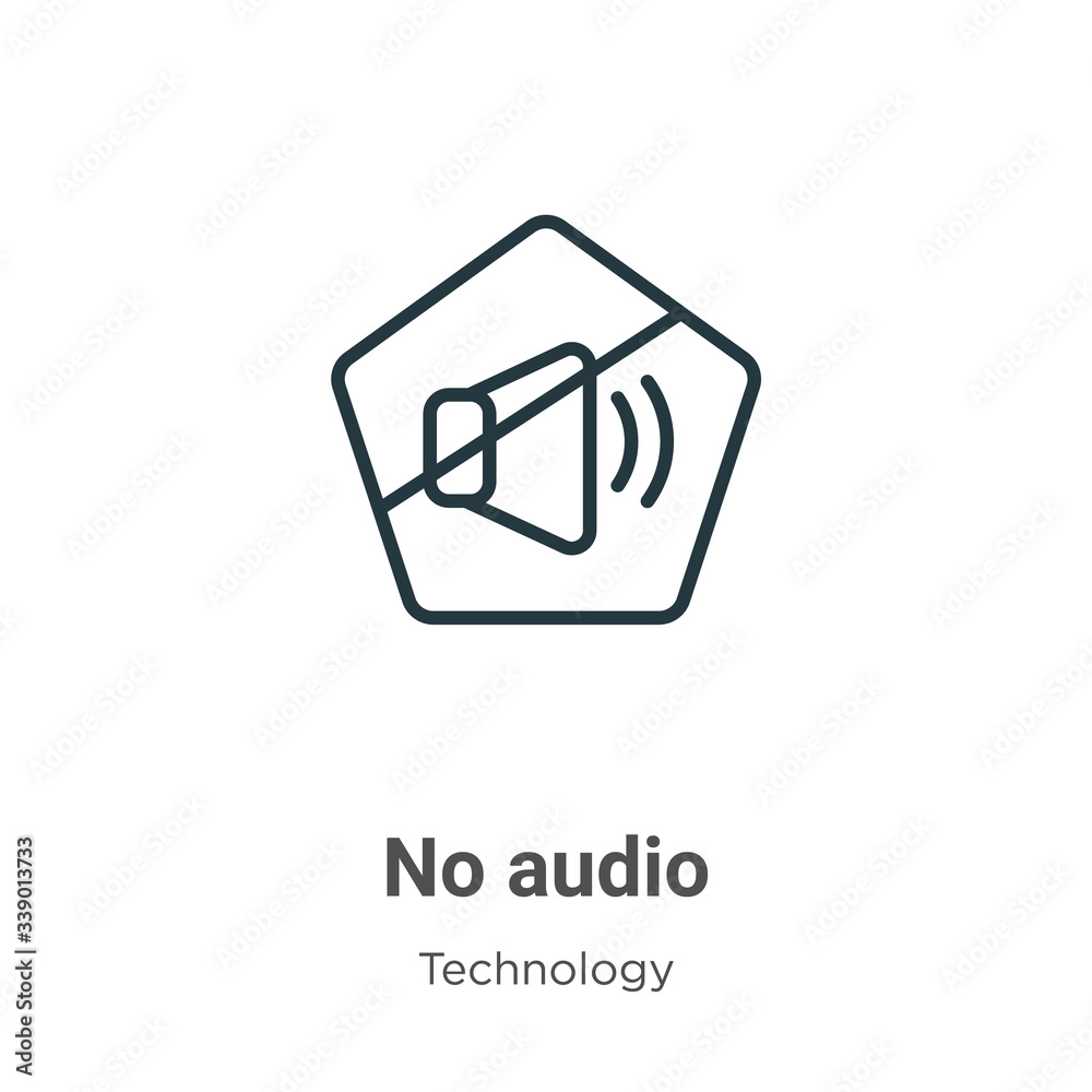 No audio outline vector icon. Thin line black no audio icon, flat ...