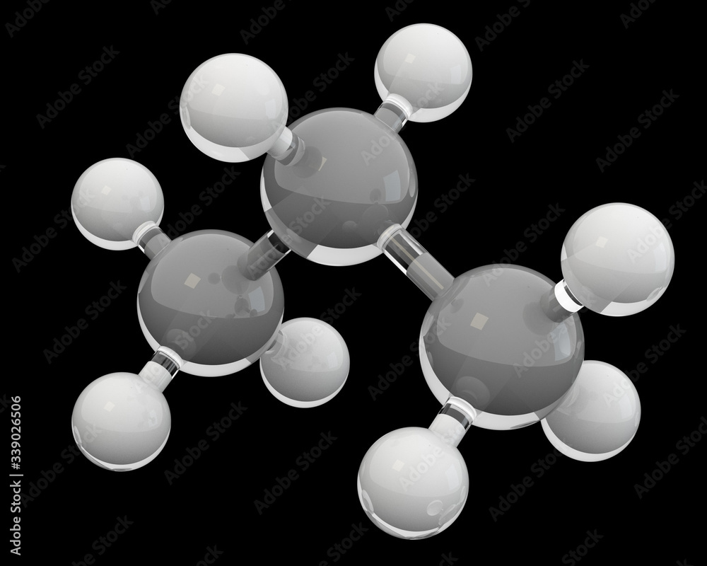3d glass chemical structure of propane molecule Stock Illustration ...